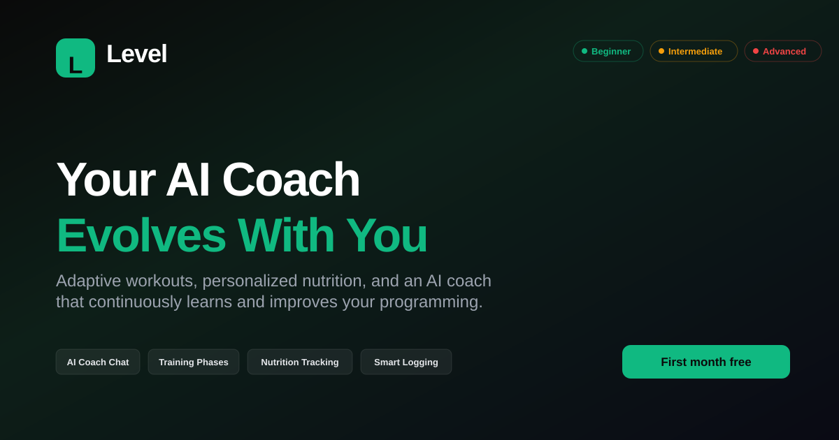 Level — AI Fitness Coach App | Adaptive Workouts & Nutrition